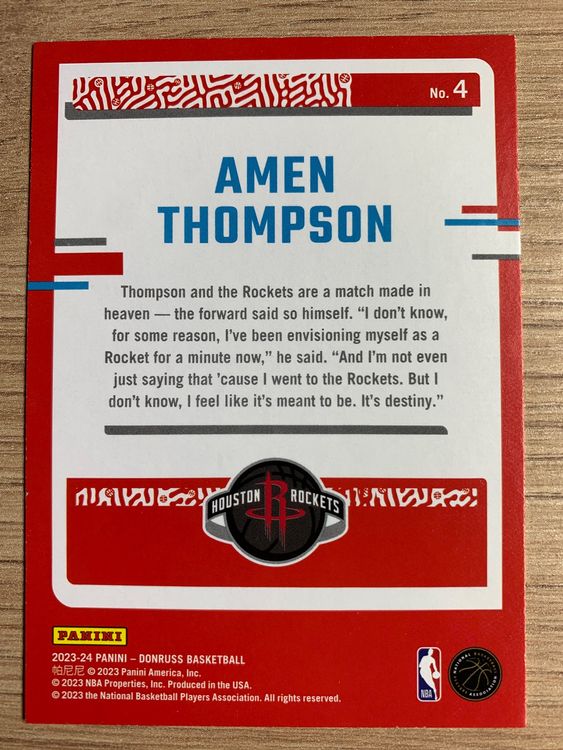 NBA Amen Thompson RC The Rookies Donruss 23/24 (Gebraucht) in Netstal ...