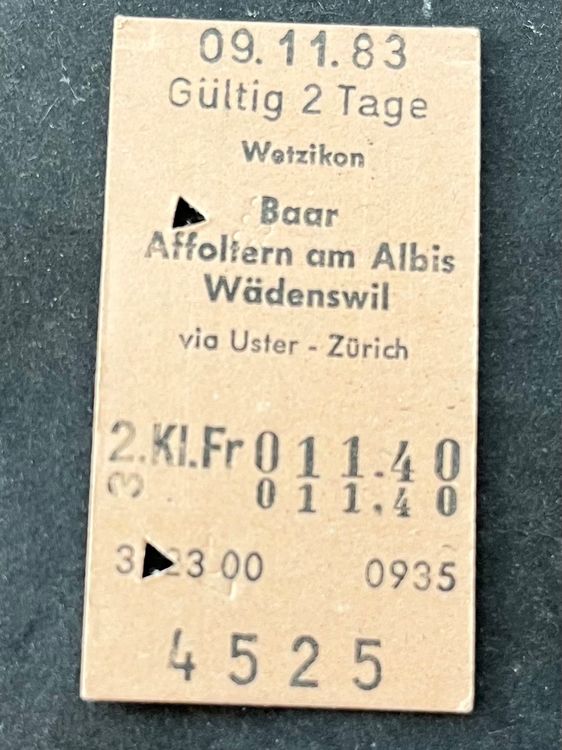 Wetzikon Baar Affoltern am Albis Wädenswil / Billett 1984 | Kaufen auf Ricardo