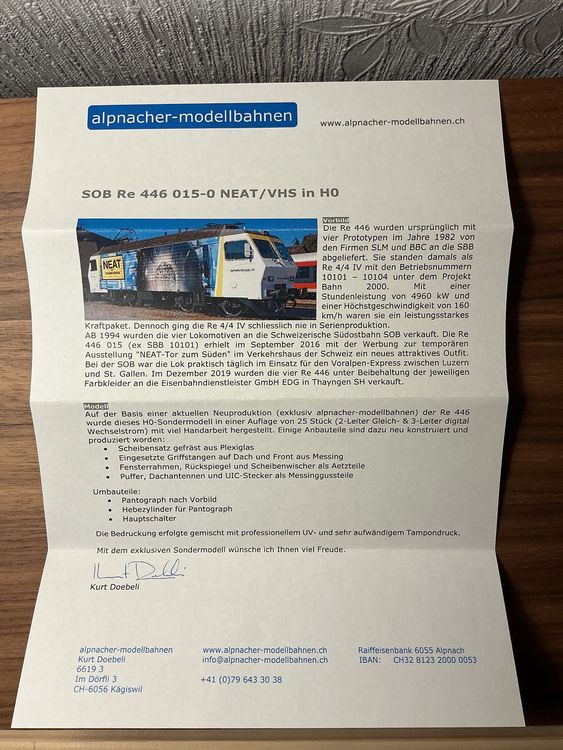 Roco x alpnacher Re 446 015 VHS / NEAT SOB DC Analog (Neuf avec ...