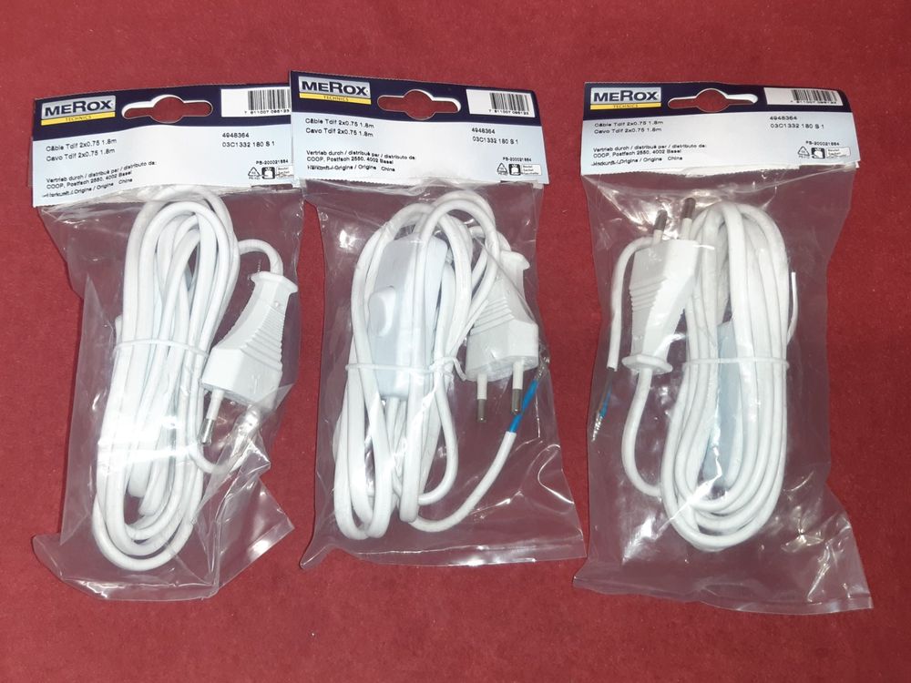 Stromkabel mit Schalter und Stecker für Lampen etc. 3 Stück! (Neu ...