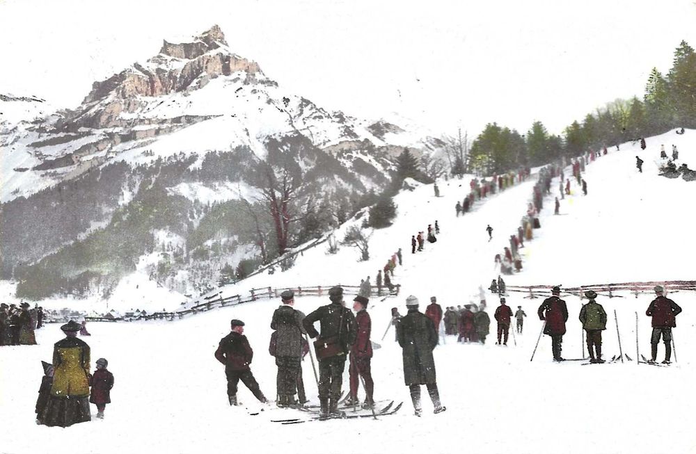 Engelberg OW Hahnen Wintersport 1920 erste Sprungschanze ? (Neu (gemäss ...