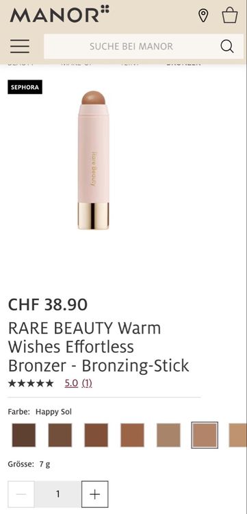 Rare Beauty Bronzer Stick Happy Sol (Gebraucht) in Obfelden für CHF 19 ...