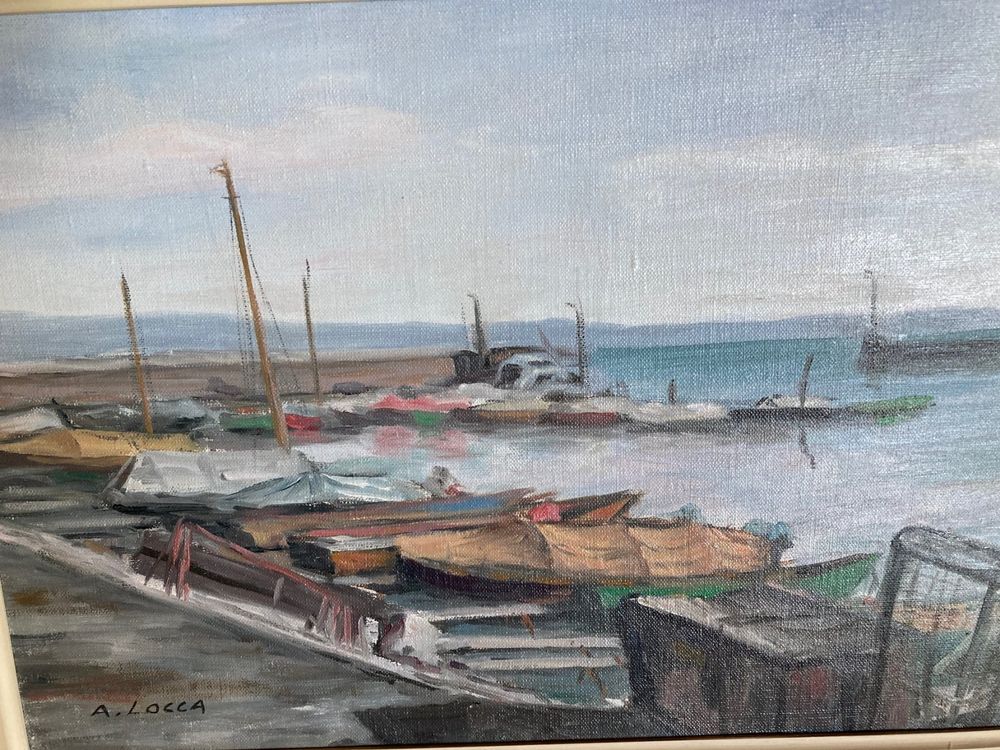 Tableau d'Albert Locca, port de Neuchâtel . (Gebraucht) in La Chaux-de-Fonds für CHF 140 – mit ...