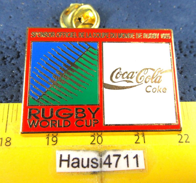 COCA-COLA COKE RUGBY WORLD CUP ENEMAL PIN 25X35mm GROSS (Gebraucht) in ...