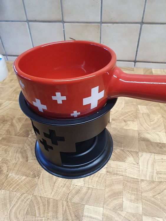 Mini Fondue Caquelon mit CH-Kreuz | Kaufen auf Ricardo