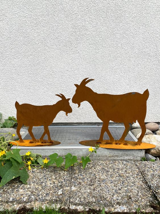 Edelrost Ziege, Rostdeko Geiss, Gartendeko, Ziege aus Blech (Neu ...