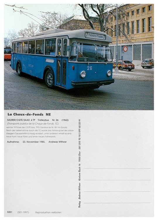 La Chaux-de-Fonds TC Genève CGTE TPG Trolleybus Saurer SAAS | Acheter sur Ricardo