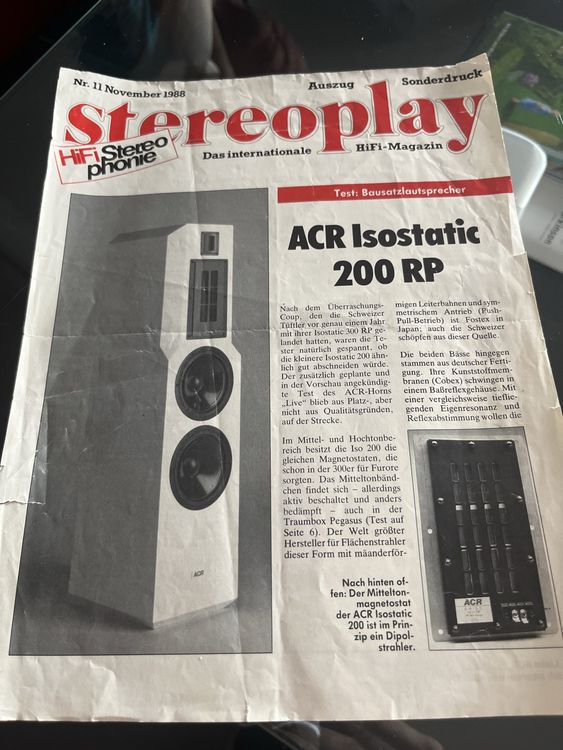 HiFi Lautsprecher ACR Isostatic 200 RP (Gebraucht) in Niederweningen ...