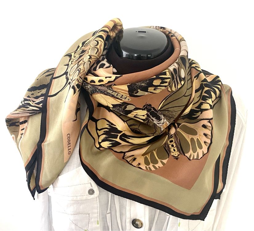 CODELLO Seidenschal Foulard Silk Scarf mit Schmetterlingen | Kaufen auf ...