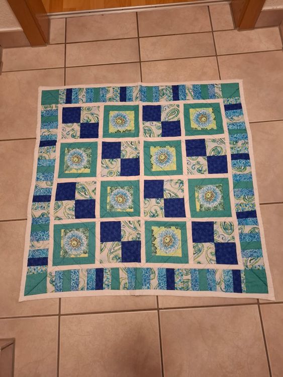 Patchworkdecke blau/grün, handgemacht (Neu (gemäss Beschreibung)) in Fischbach-Göslikon für CHF ...