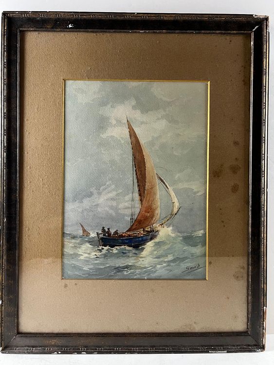 Segelboote auf dem Meer Sehr Alte Aquarell Signiert. (Gebraucht) in Neuhausen am Rheinfall für ...