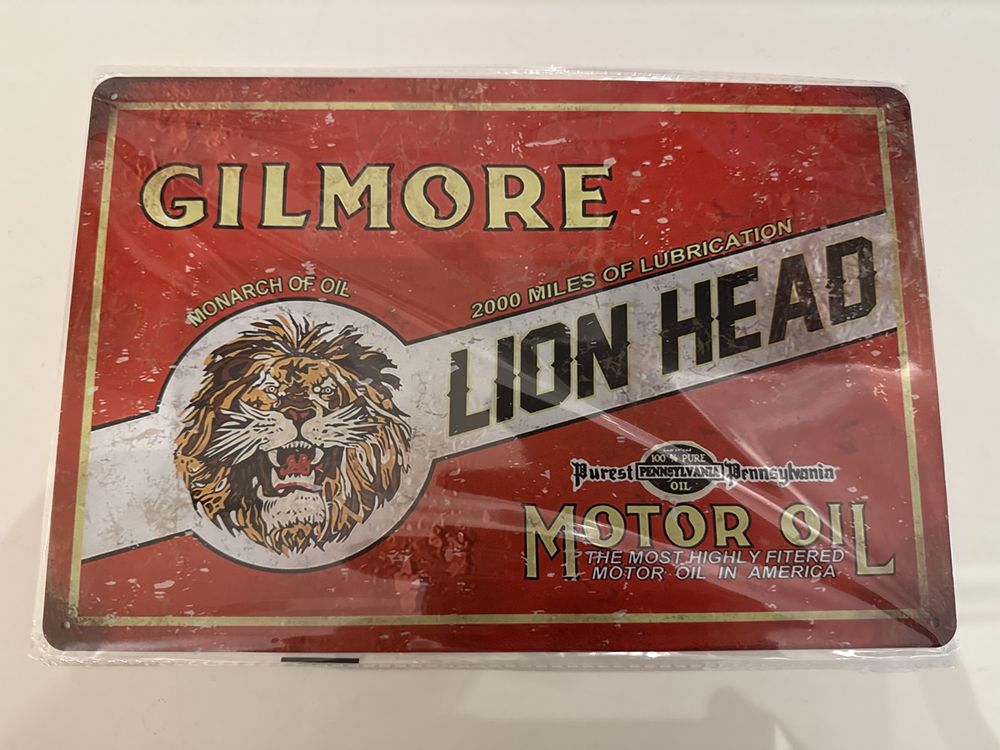 Gilmore Lion Head Blechschild, Oldtimer Deko (Neu und originalverpackt ...