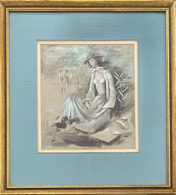 Sürrealistische Top Aquarell von eine Dame , Unl. Sig. (Gebraucht) in Root für CHF 40 – mit ...