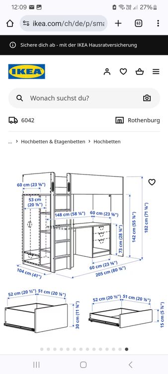 Kinderhochbett mit Schreibtisch Ikea (Stuva) | Kaufen auf Ricardo