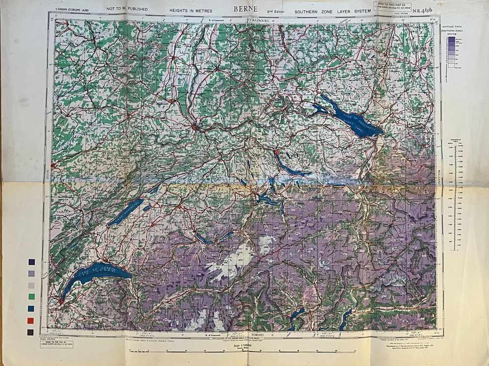 WW2 2.WK Air Force USAAF Navigationskarte Schweiz Militär (Gebraucht) in Lausen für CHF 78 – mit ...