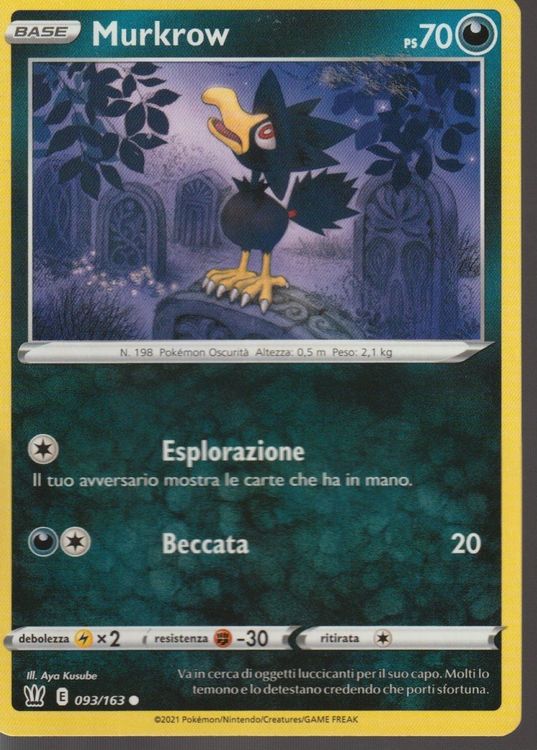TCG POKEMON Stili Di Lotta BST 093/163 MURKROW Italiano | Kaufen auf ...