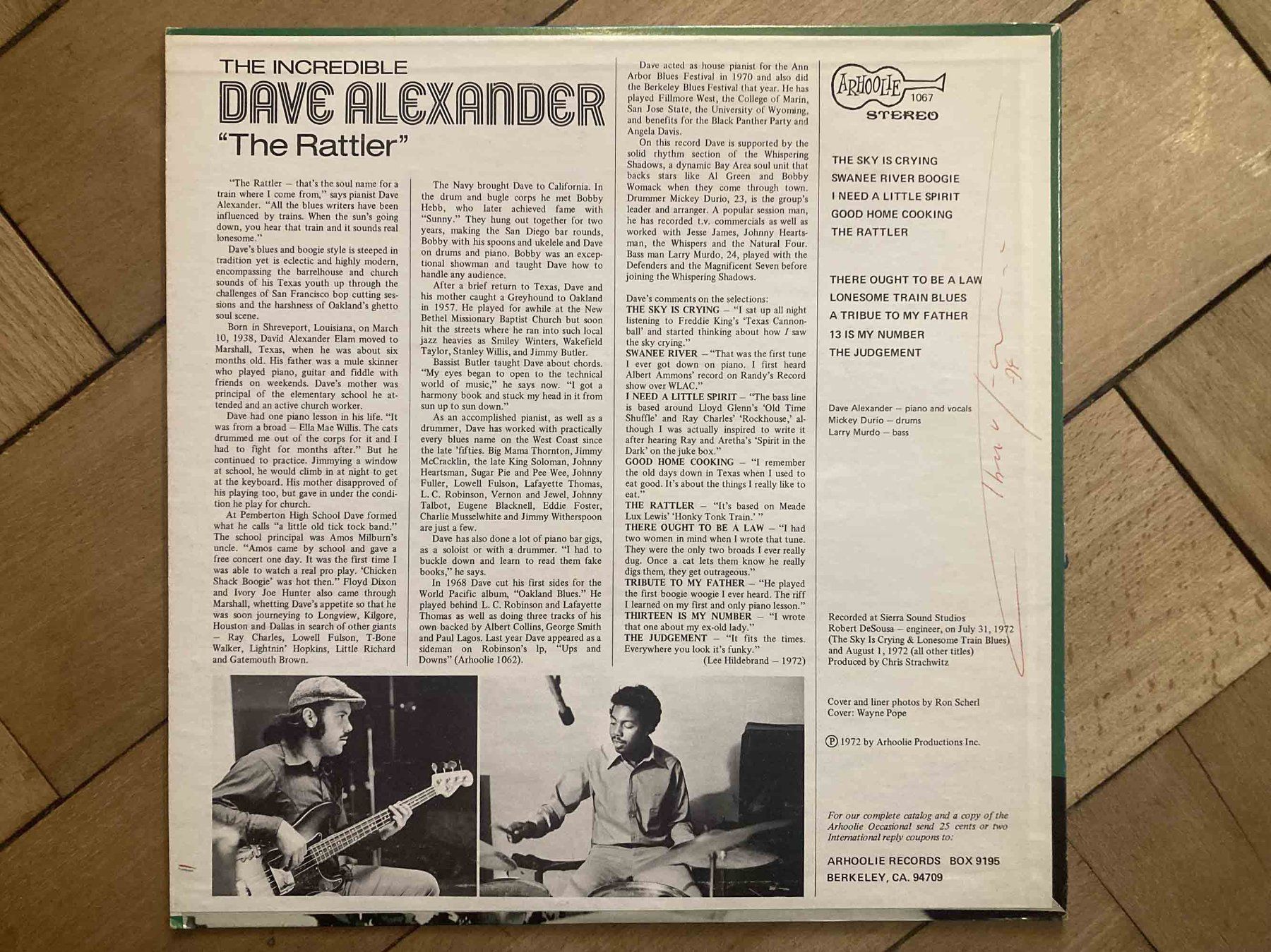 Dave Alexander - The Rattler Rare Piano-Blues LP 1972 (Gebraucht) in ...