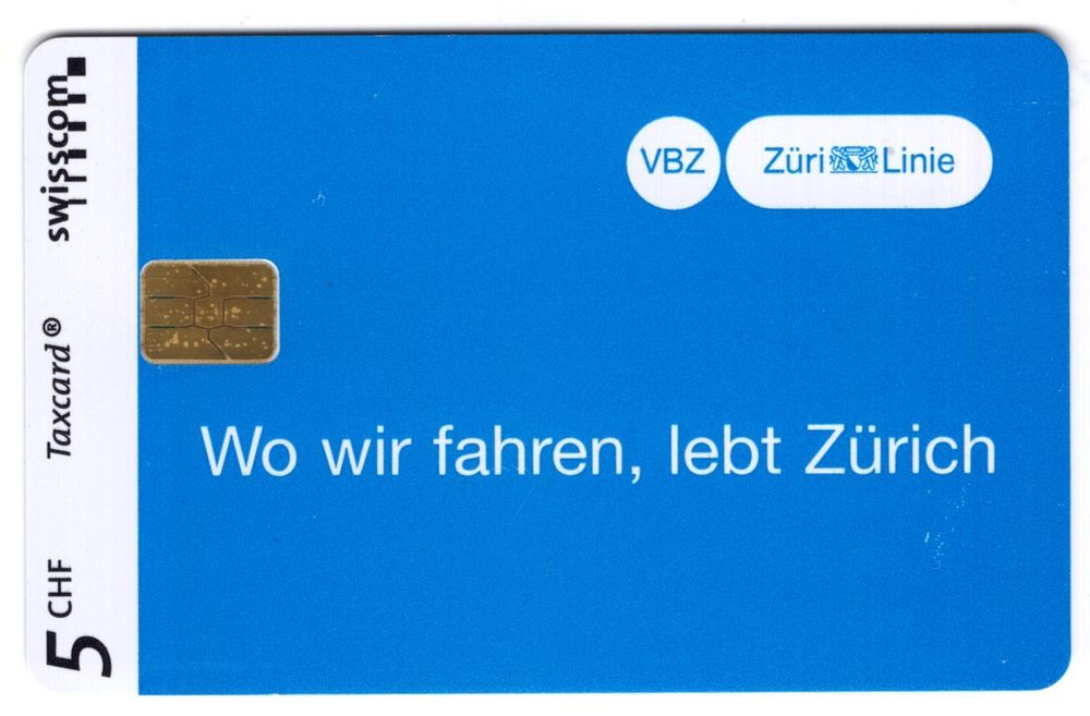 5 CHF VBZ Züri Linie - seltene Chip Firmen Taxcard (Gebraucht) in ...
