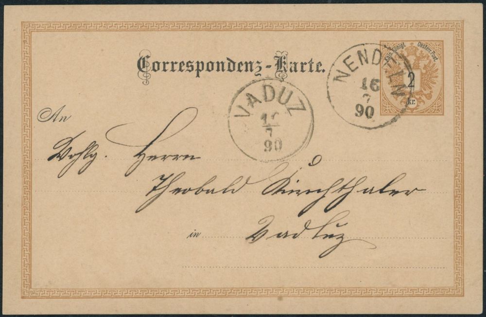 FL -1890 - Vorläufer · Ganzsachen - Postkarte - Nendeln | Kaufen auf Ricardo