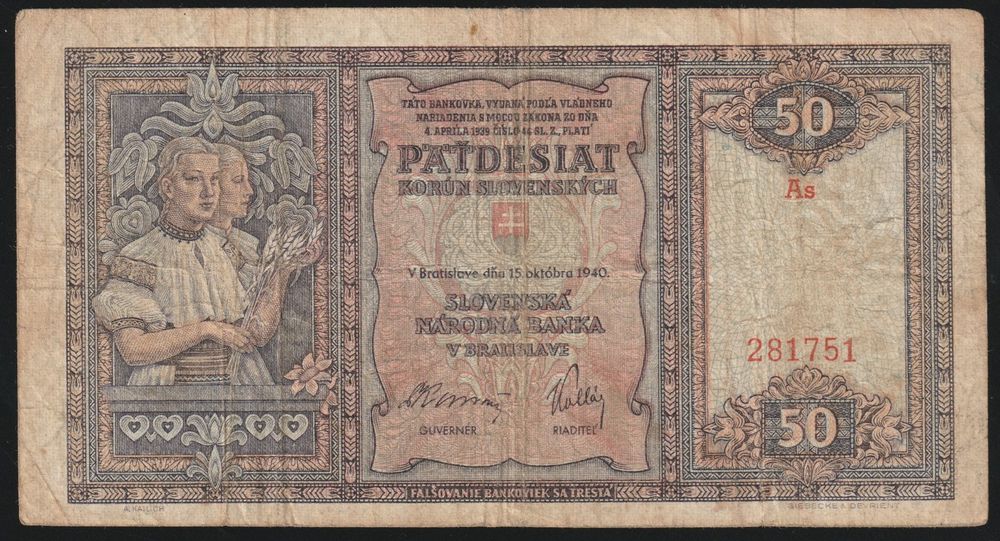 Slowakei 50 Korun 1940 (Gebraucht) in Naters für CHF 22 – mit Lieferung ...