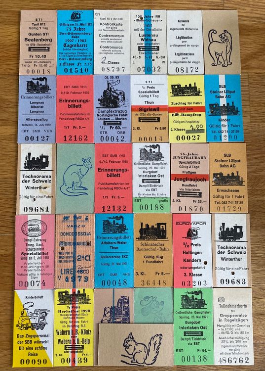 31 Billette Billett Extrazug Dampfzug Kinderbillett SBB (Gebraucht) in ...