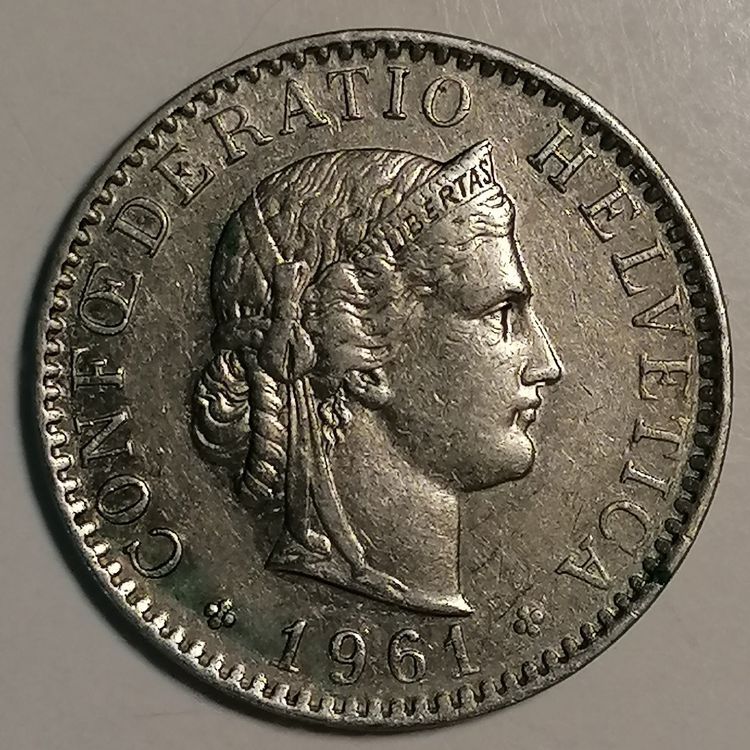 20 Rappen Schweiz 1961, 1962, 1963, 1964, 1965 (Gebraucht) in Stalden (Sarnen) für CHF 4 – mit ...