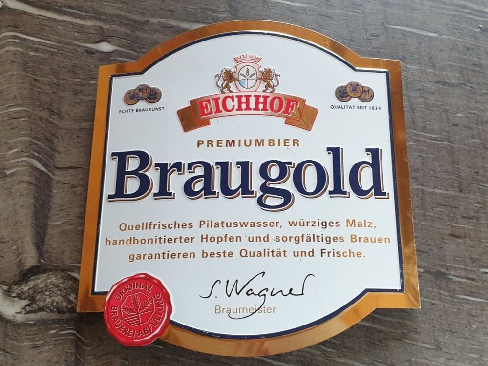 EICHHOF PREMIUM BIER BRAUGOLD ENSEIGNE PUBLICITAIRE | Kaufen auf Ricardo