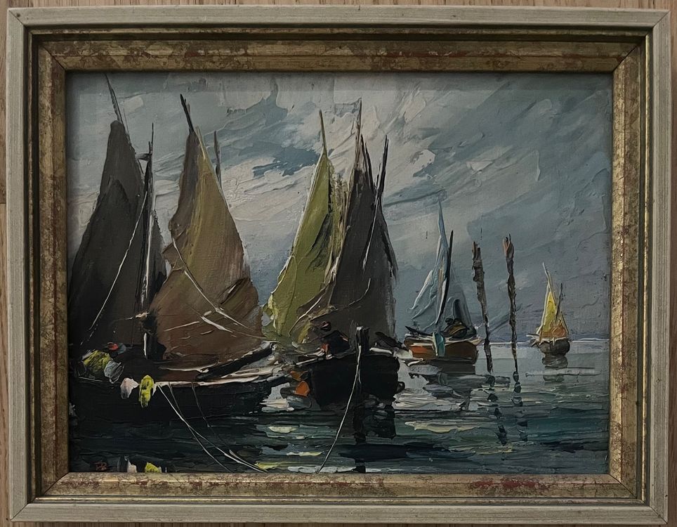 Gemälde mit Booten Monogr | Kaufen auf Ricardo