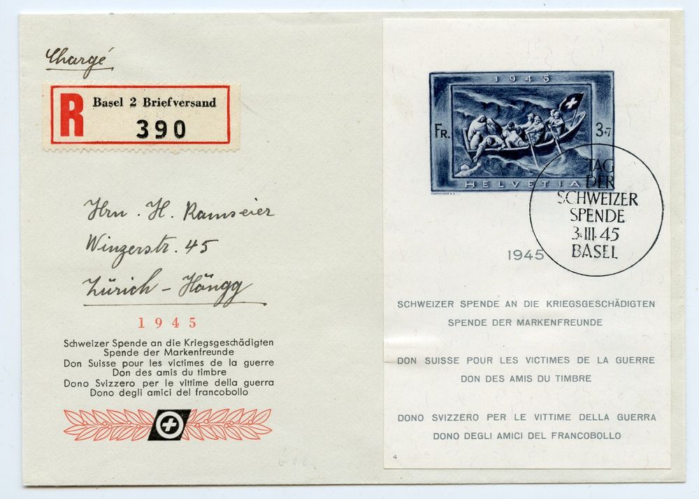 Zst W 21 Spendeblock auf R-Brief - Katalog CHF 300.-- (Gebraucht) in Steffisburg für CHF 20 ...