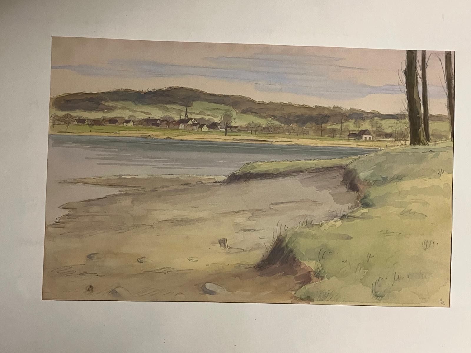 Altes Aquarell: Eschenz bei Stein am Rhein, zirka 1920 (Gebraucht) in ...