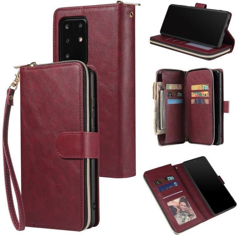 Rote Ledertasche für Samsung S23 S22 S21 S20 S10 S9 | Kaufen auf Ricardo
