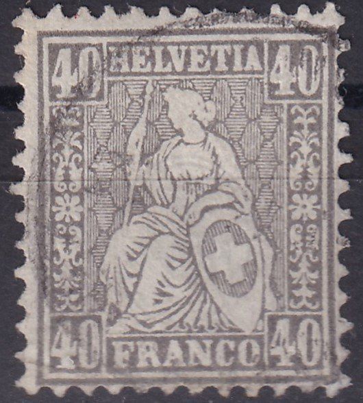 Sitzende Helvetia "weisses Papier" Nr.42, SBK 220.-!!! (Gebraucht) in Samnaun-Compatsch für CHF ...