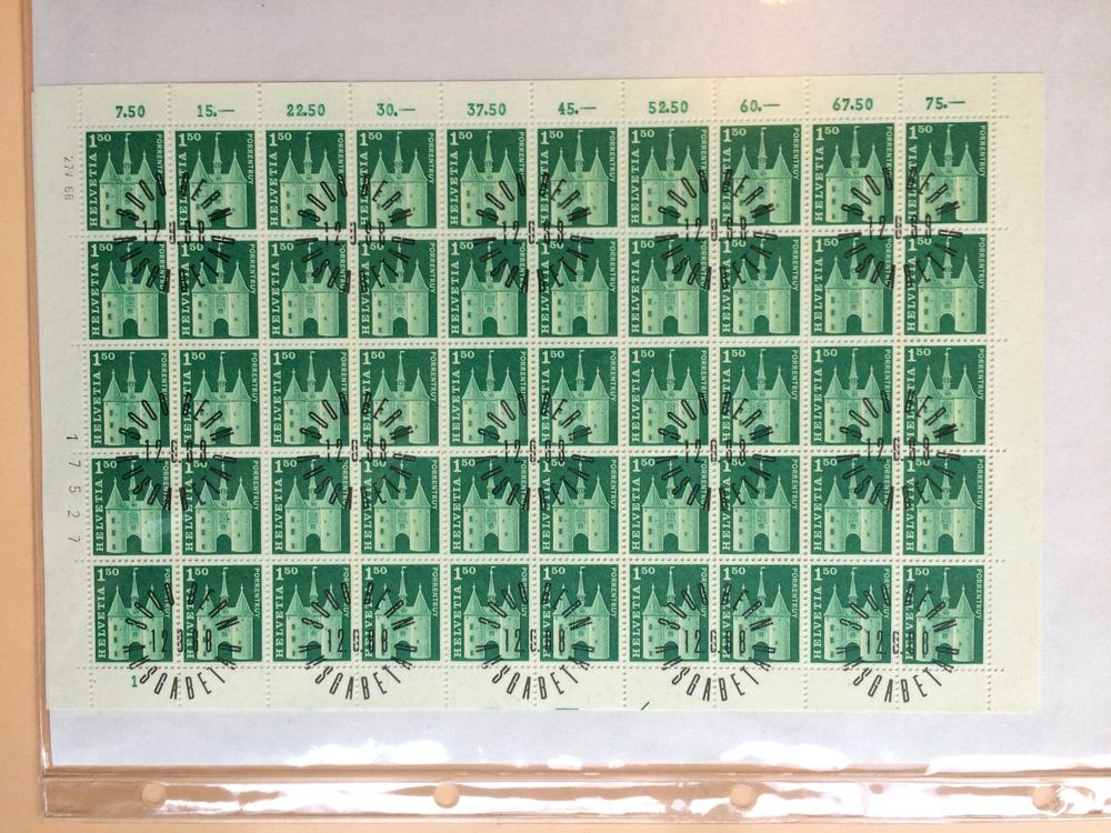 9 Bogen Ersttag 1968 Baudenkmäler 412-417, 419, 420, 422 (** (Gebraucht) in Basel für CHF 33 ...