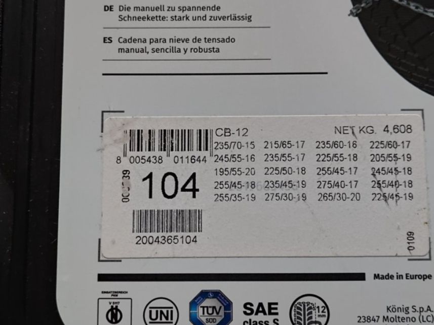 Schneeketten König CB-12, Grösse 104 (Neu und originalverpackt) in ...