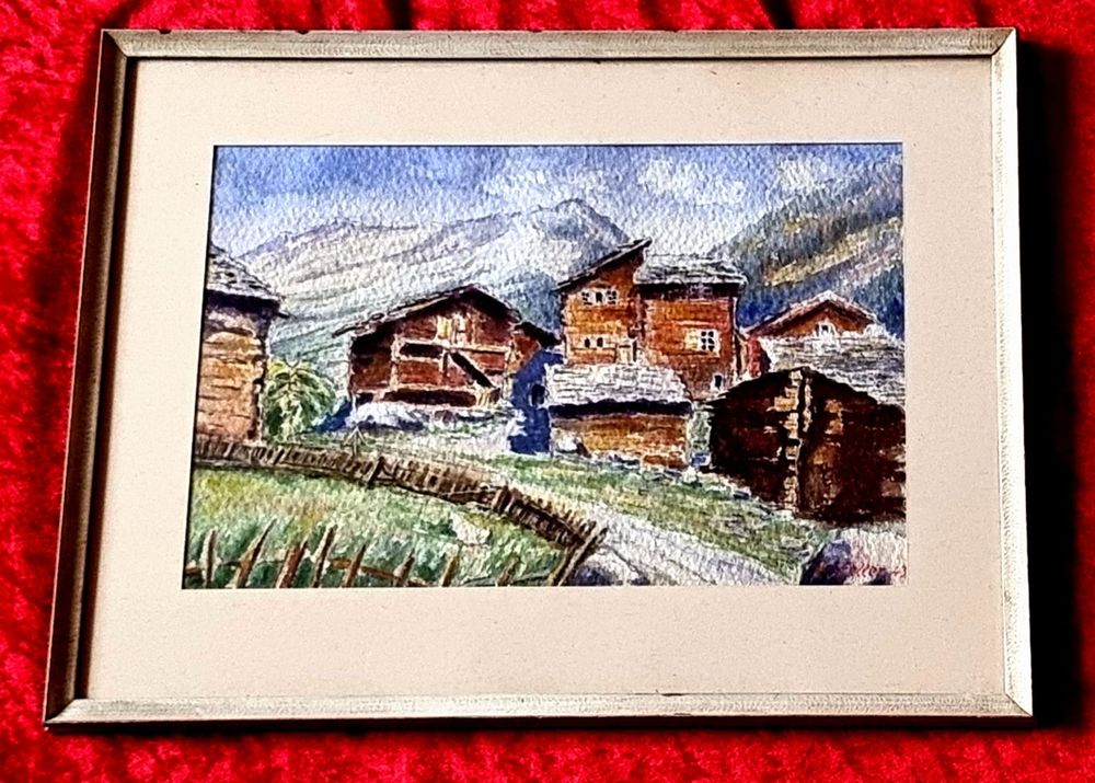 Aquarell "Schweizer Bergdorf". Signiert und datiert '43. (Gebraucht) in Reinach BL für CHF 20 ...