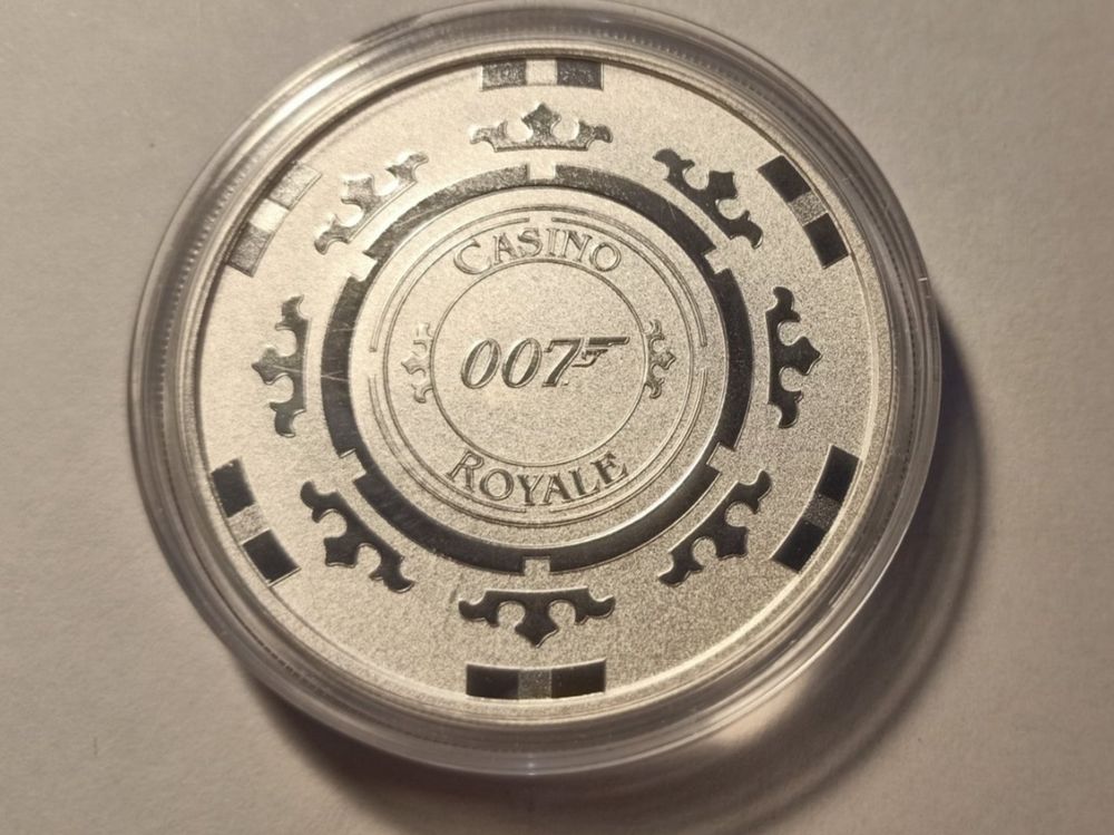 CASINO ROYALE JAMES BOND 007 1 OZ UNZE SILBER CHIP LIMITED (Neu und ...