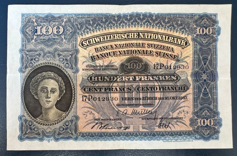 Seltene 100 Franken Note von 1947, SNB (Gebraucht) in Ebikon für CHF 78 ...