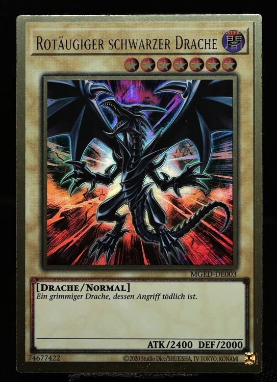 Yu-Gi-Oh! Rotäugiger Schwarzer Drache MGED-DE003 Gold Rare (Neu und ...