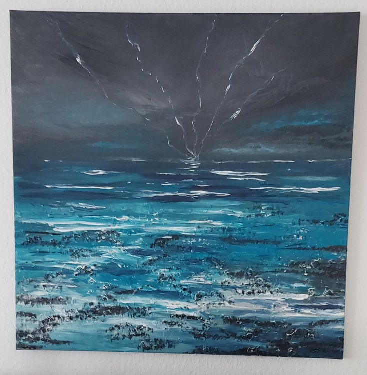 Gemälde Gewitter am Meer von mir selbstgemalt 80×80 | Kaufen auf Ricardo