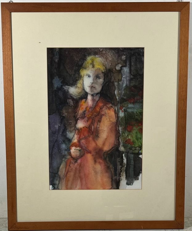 Aquarell von eine Dame , Unleserlich Signiert | Kaufen auf Ricardo