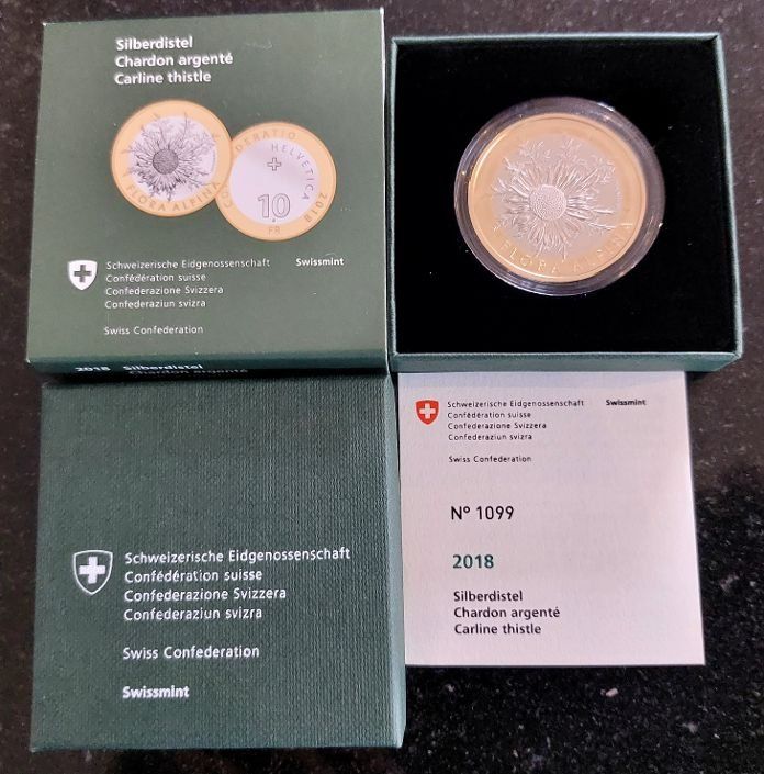 10 Fr. Gedenkmünze 2018 pp Silberdistel (Neu (gemäss Beschreibung)) in Arch für CHF 55 – mit ...