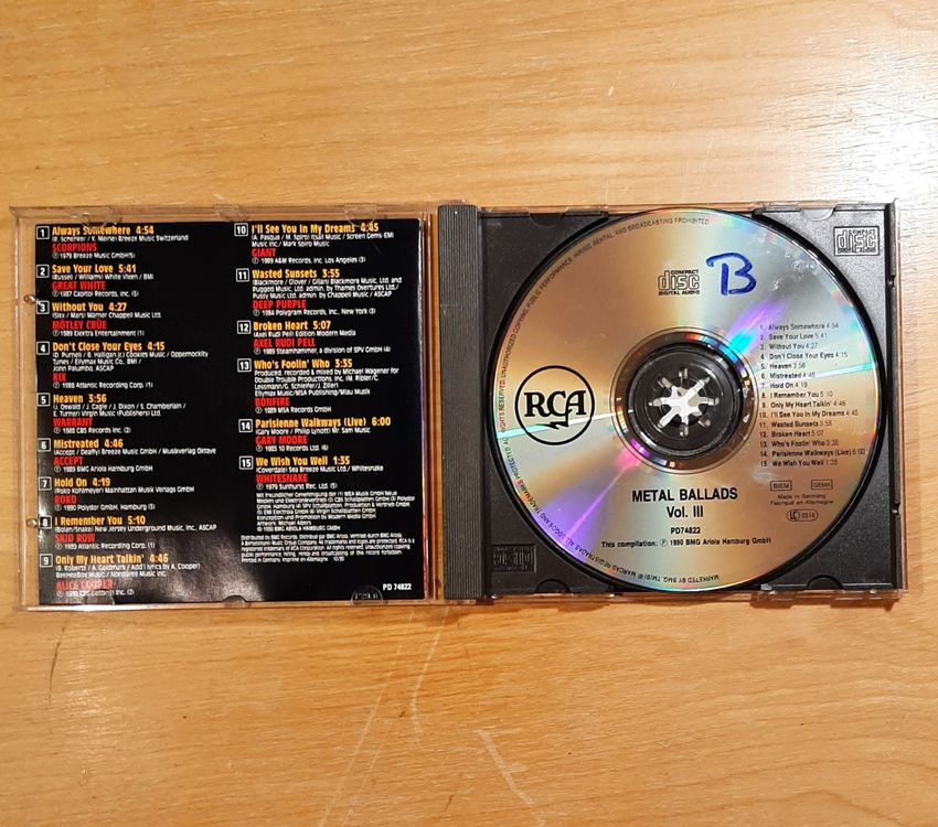 Metal Ballads Vol.3, CD Metal Balladen Compilation 1990 (Gebraucht) in ...