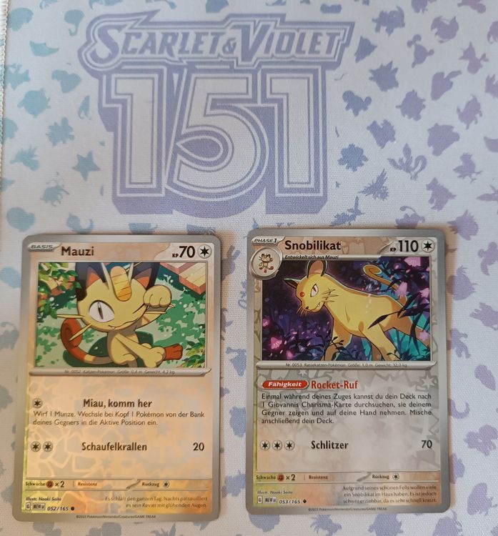 Pokémon (MEW 151): Mauzi & Snobilikat (DE) - Reverse Holo (Neu (gemäss ...