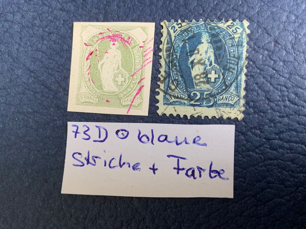Briefmarken Schweiz stehende Helvetia 73D blaue Striche/Farb (Gebraucht ...