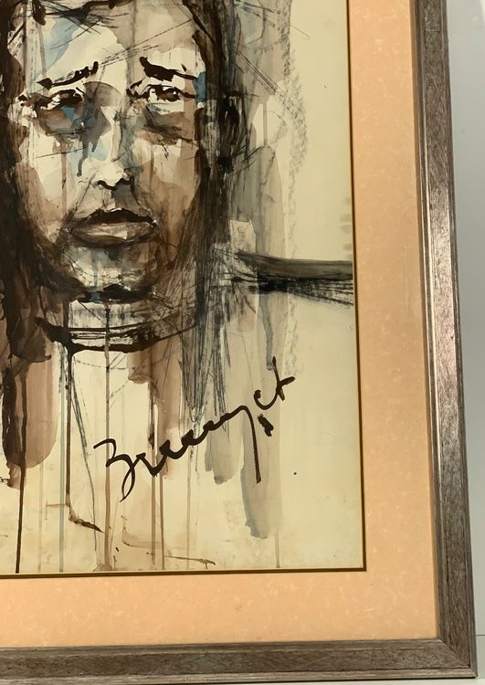 Henry Jaeger (1927 -2000 ) grosses Selbstbildnis Aquarell (Gebraucht ...