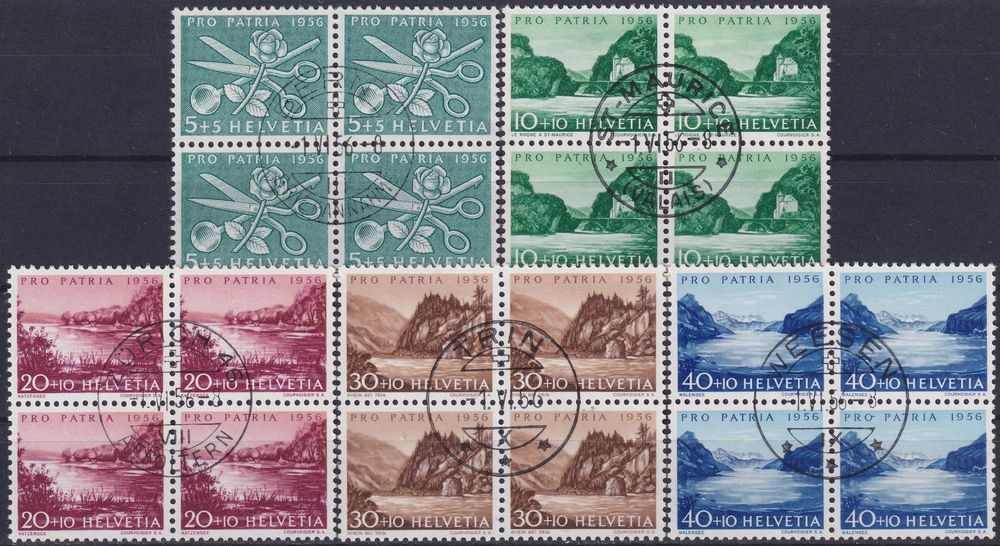 1956, Pro Patria B76-B80 Viererblöcke ET-Stempel SBK: 200.-+ | Kaufen auf Ricardo