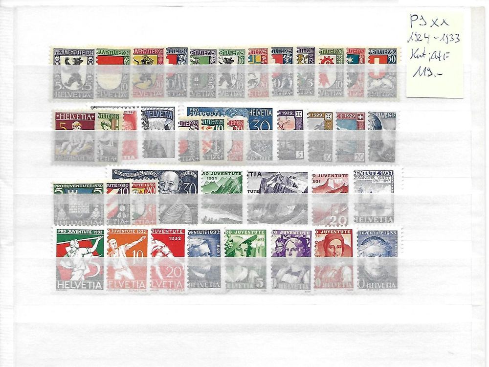 PJ ** 1924 - 1933 Kat: CHF 113.- (Neu (gemäss Beschreibung)) in Basel für CHF 7 – mit Lieferung ...