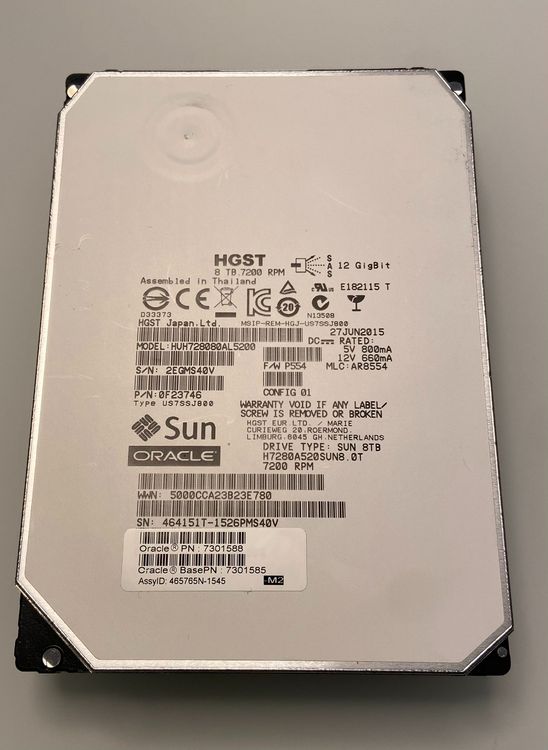 🔥8TB HDD🔥HGST SUN ORACLE SAS 12G 3.5" #2 (Gebraucht) in Wallenwil für CHF 64 – nur Abholung auf ...