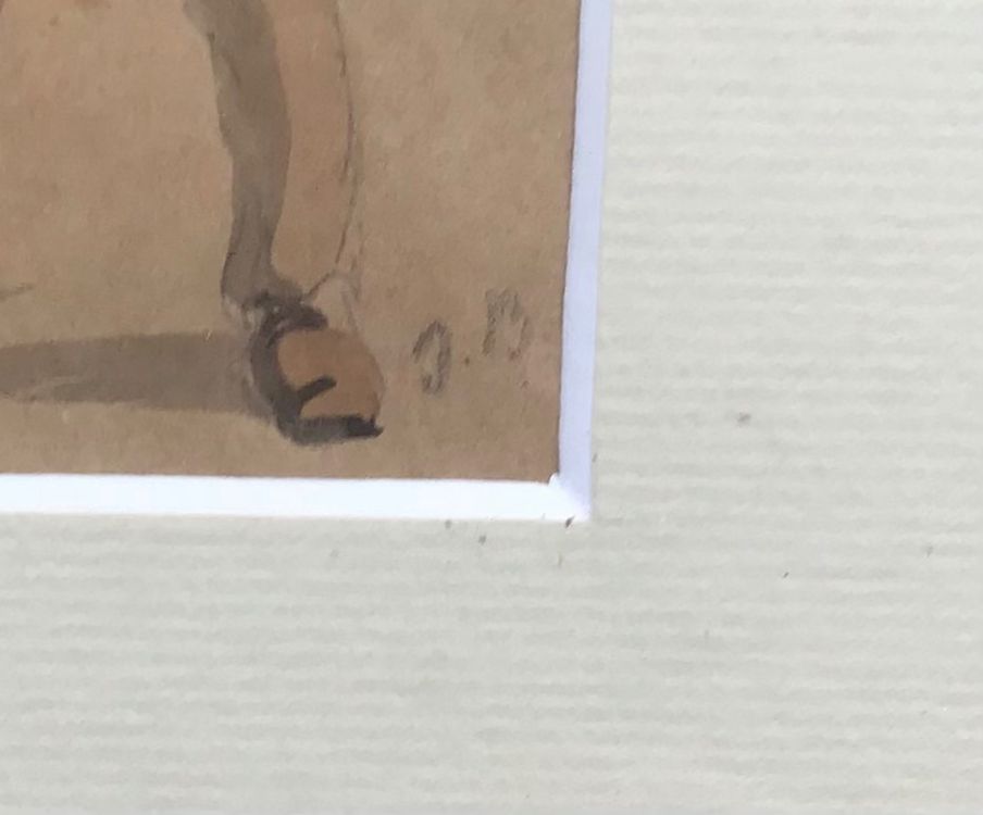 Antike Aquarell mit Personen Monogrammiert | Kaufen auf Ricardo