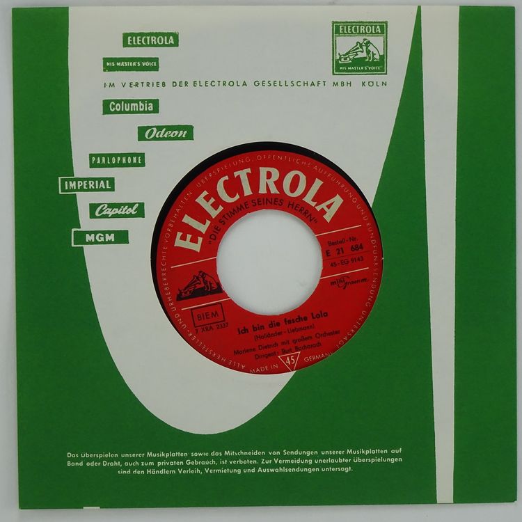 Dietrich Marlene - Ich Bin Die Fesche Lola b/w Wer Wird Denn (Gebraucht ...